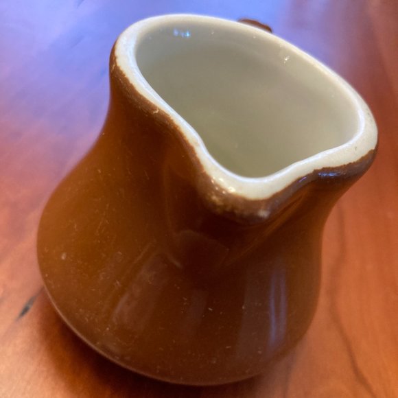 unknown | Dining | Vintage Hall Pottery Mini Creamer Individual Brown ...